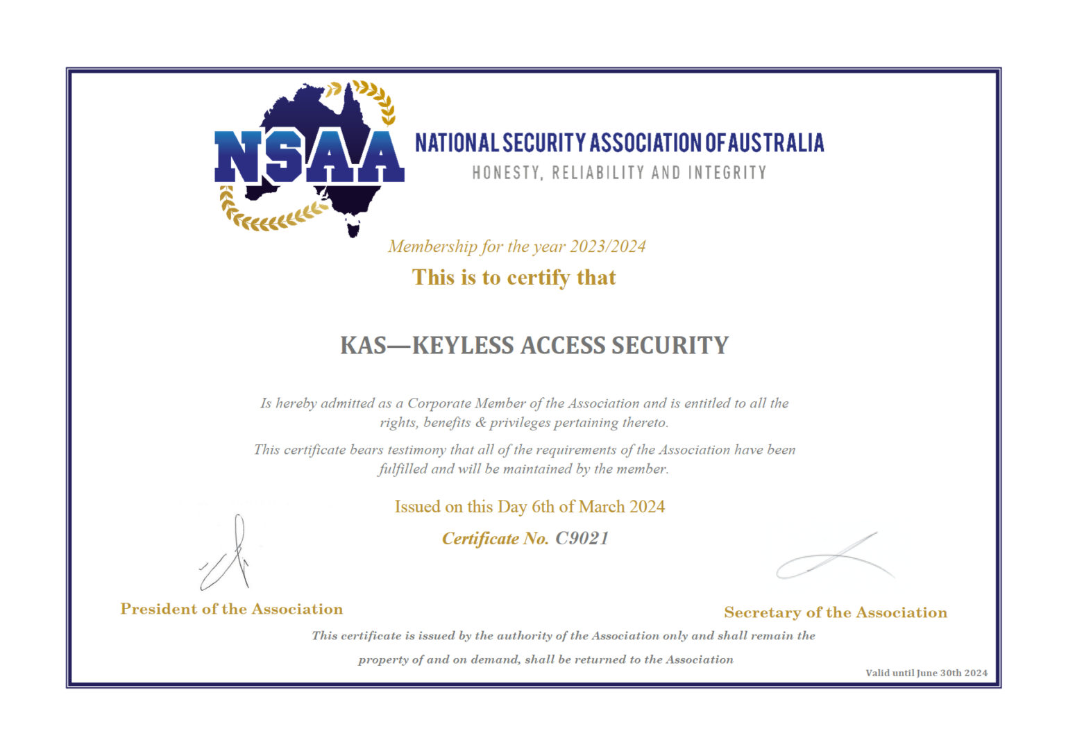 NSAA Certified Member – KAS Keyless Access Security – Electronic Access ...