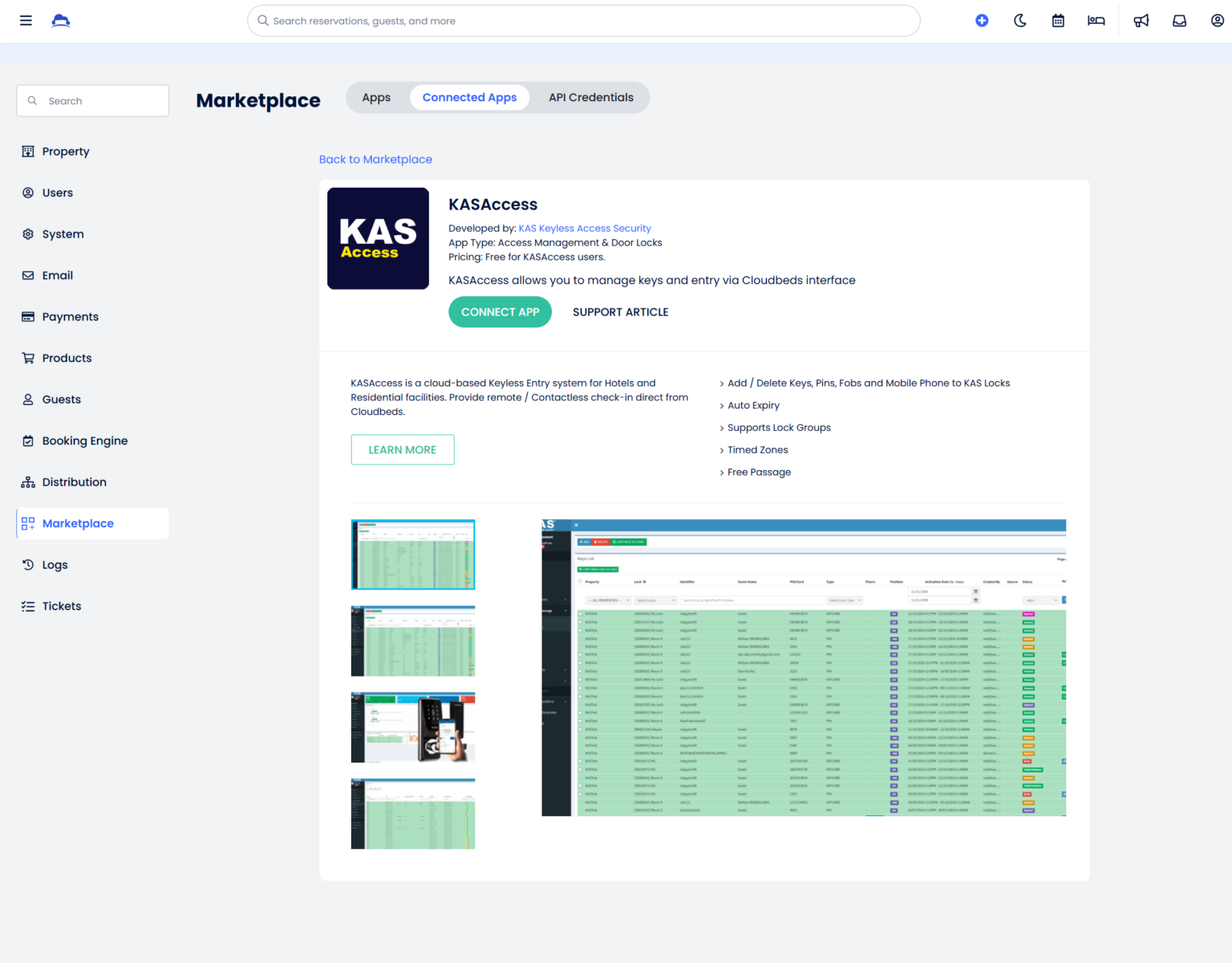 Cloudbeds – KASAccess Integration Instructions – KAS Keyless Access Security – Electronic Access ...